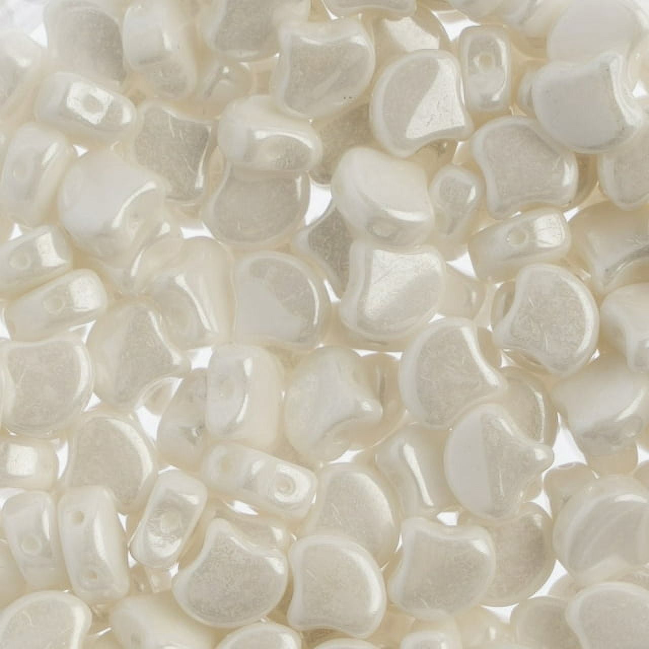John Bead 50 Grams Czech Chalk White Luster Glass Ginkgo Leaf Beads ...