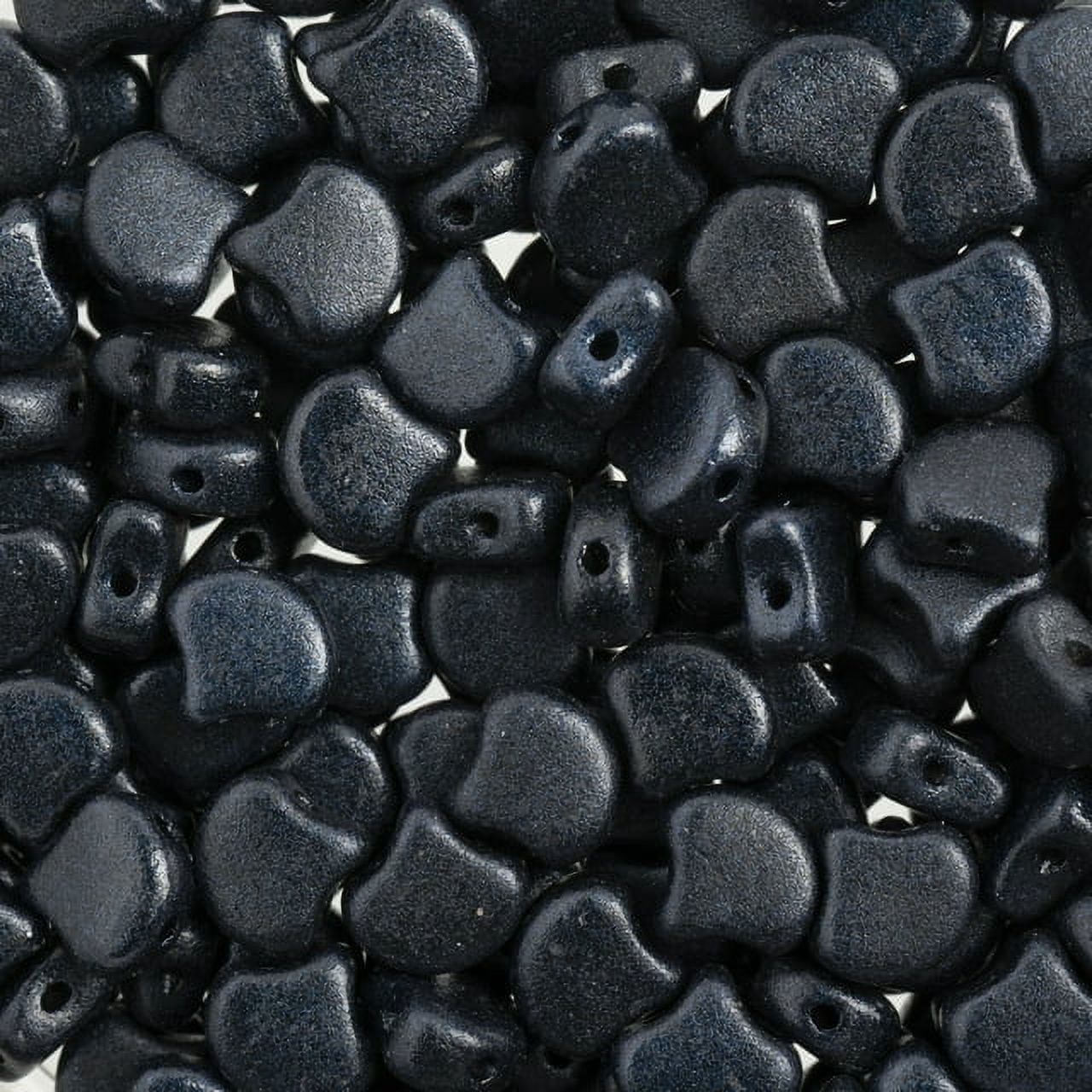 John Bead 50 Grams Czech Jet Metallic Suede Dark Blue Glass Ginkgo Leaf ...