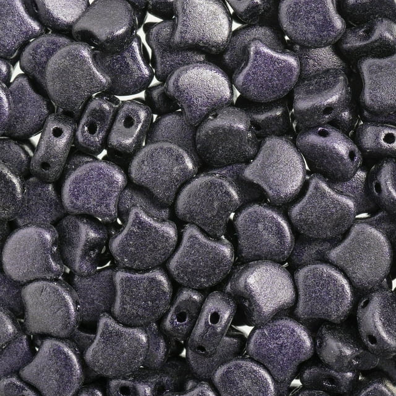 John Bead 50 Grams Czech Jet Metallic Suede Dark Purple Glass Ginkgo ...