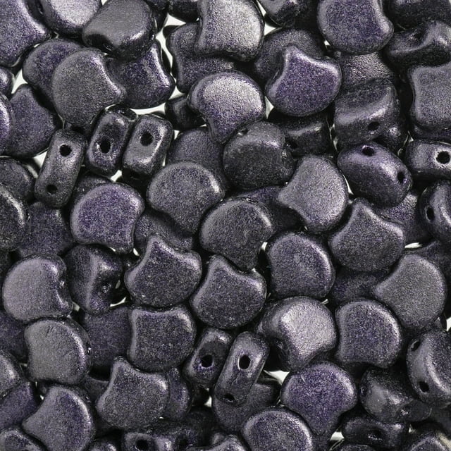 John Bead 50 Grams Czech Jet Metallic Suede Dark Purple Glass Ginkgo ...