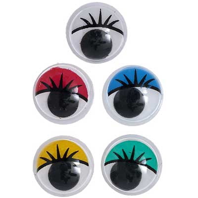John Bead 500 Pcs 10mm Googly Wiggle Eyes with Eyelashes Paste On Multi ...