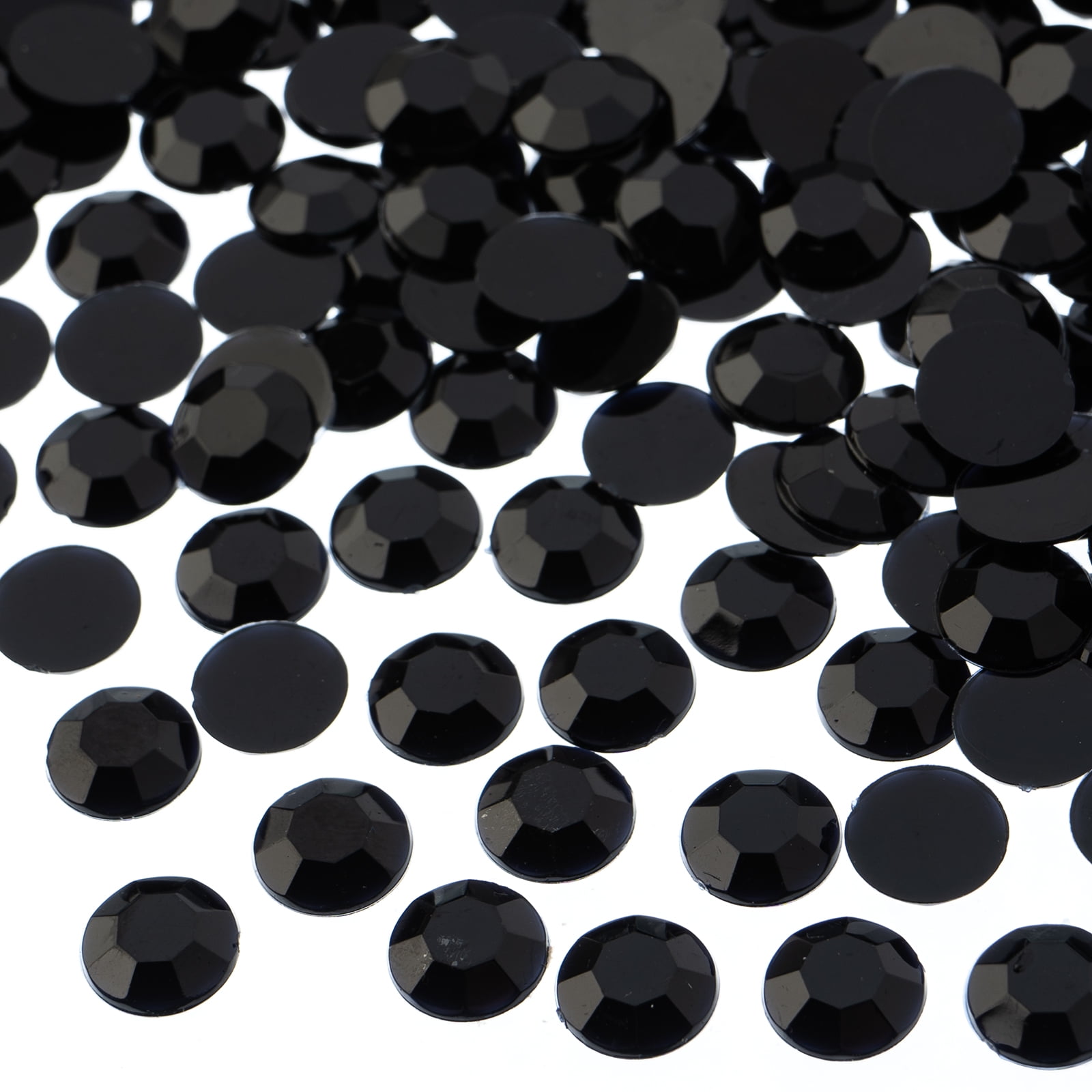 John Bead 500-Piece 10mm (SS45) | Black Acrylic Round Flat Back ...