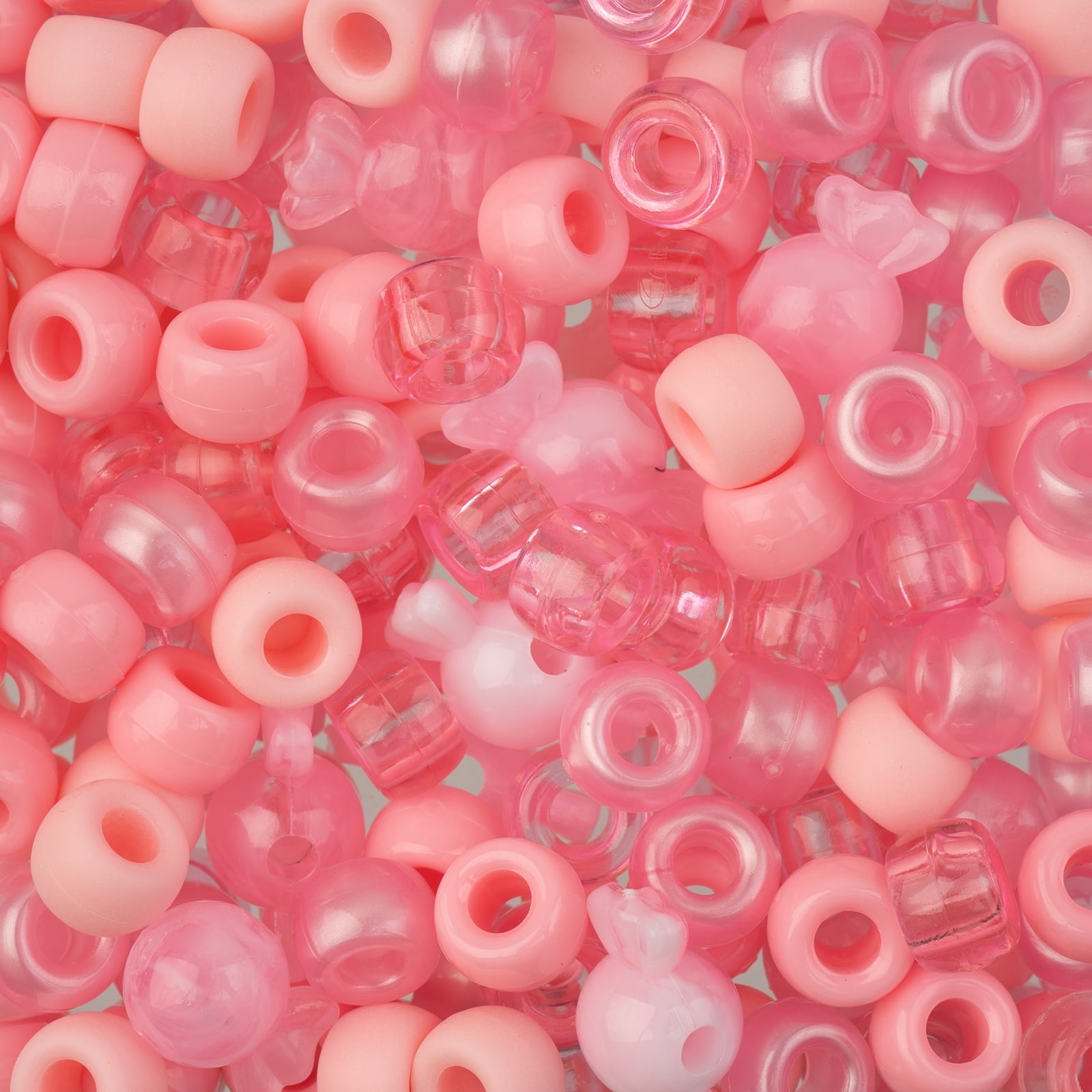 John Bead 6x9mm Pink Mix Plastic Pony Beads, 120g - Walmart.com