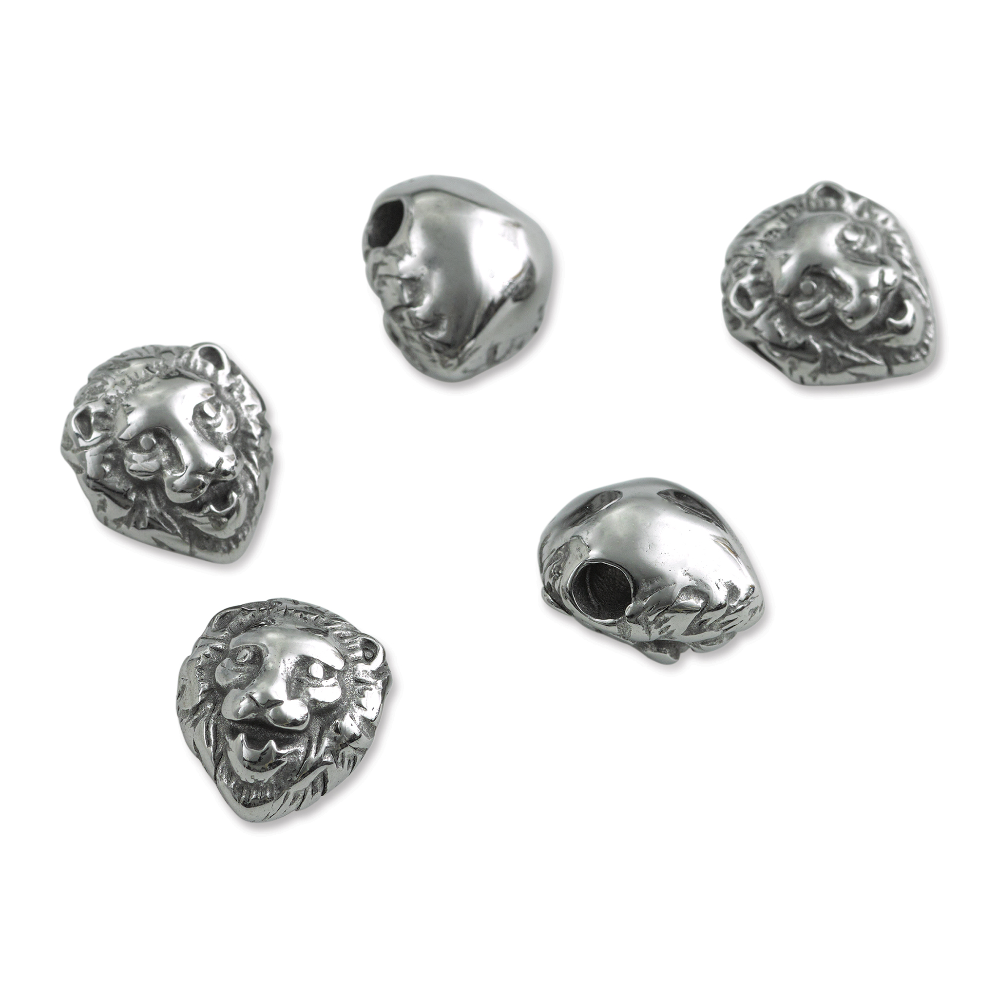 John Bead Antique Stainless Steel Beads - Lion Head 2, 11 x 12 mm, Pkg ...