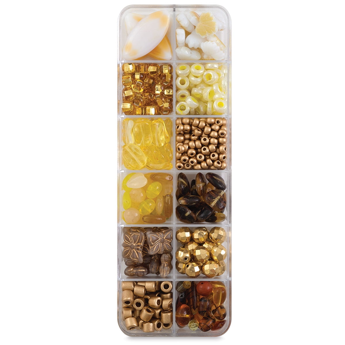 John Bead Czech Glass Bead Box Mix - Gold Gravel - Walmart.com