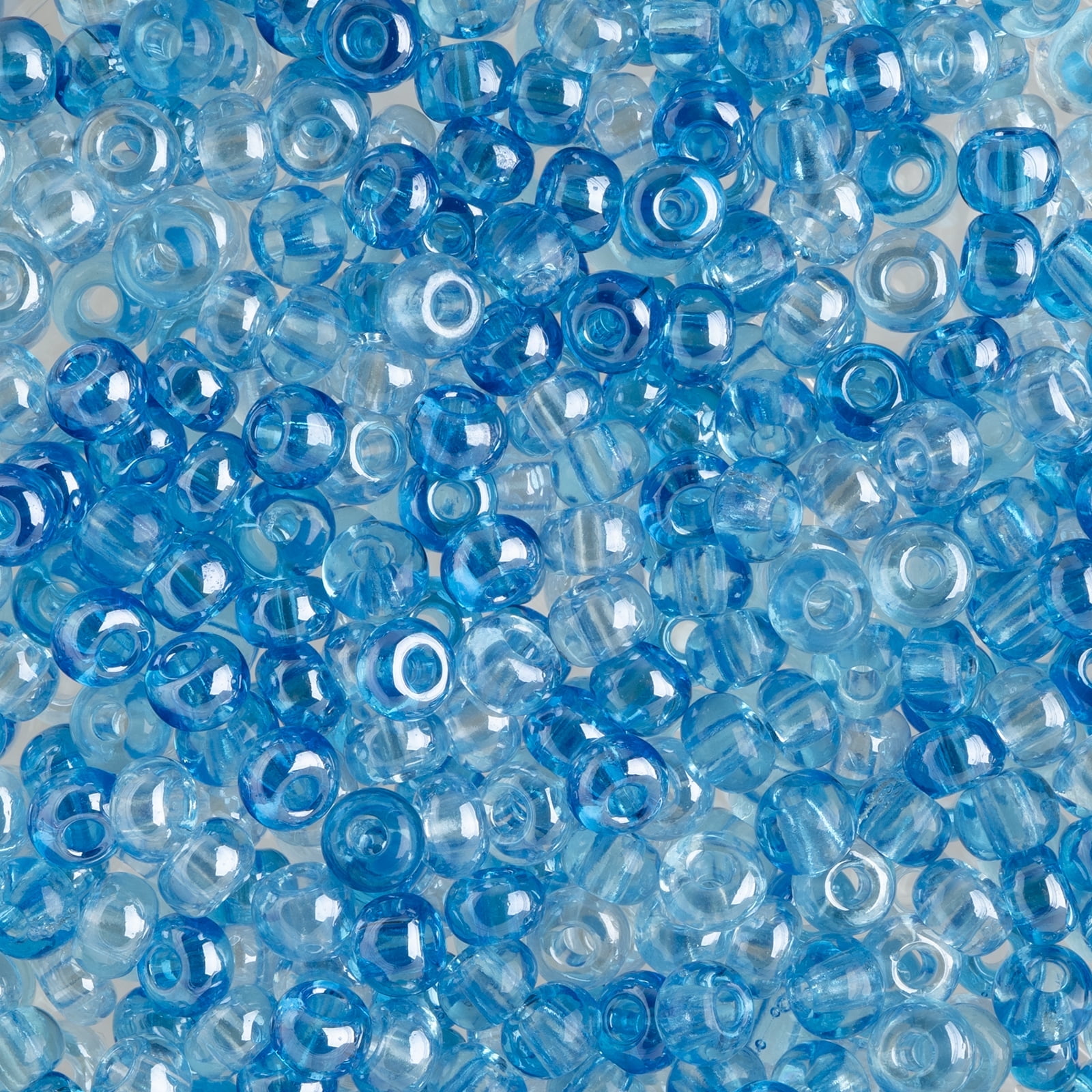 John Bead Czech Glass Seed Beads 6/0 (100g) Blue Aqua Luster Mix Bead ...