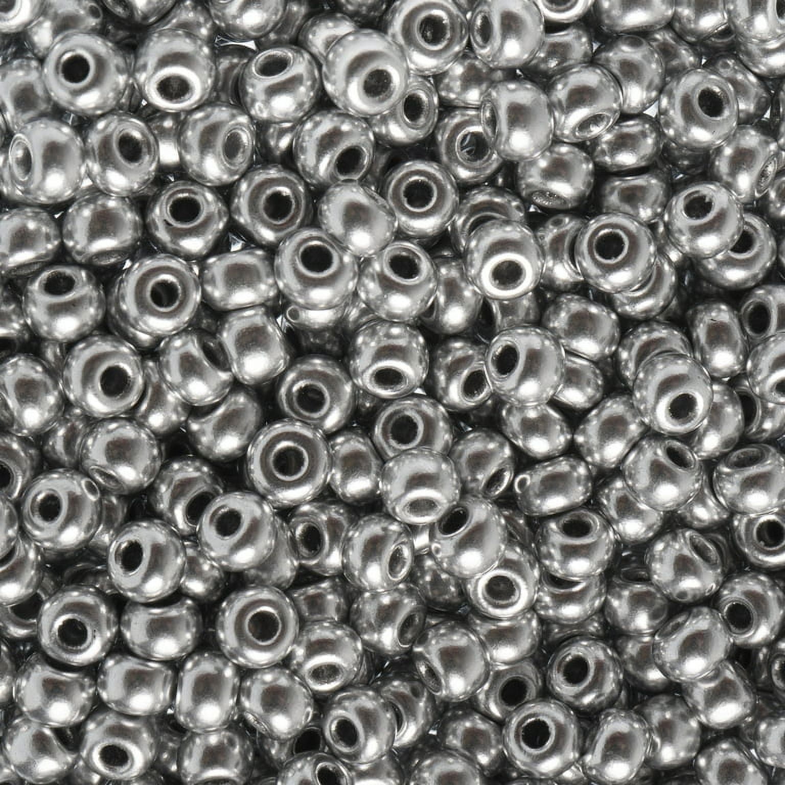 John Bead Czech Glass Seed Beads 6/0 (23g) Metallic Silver Bead ...