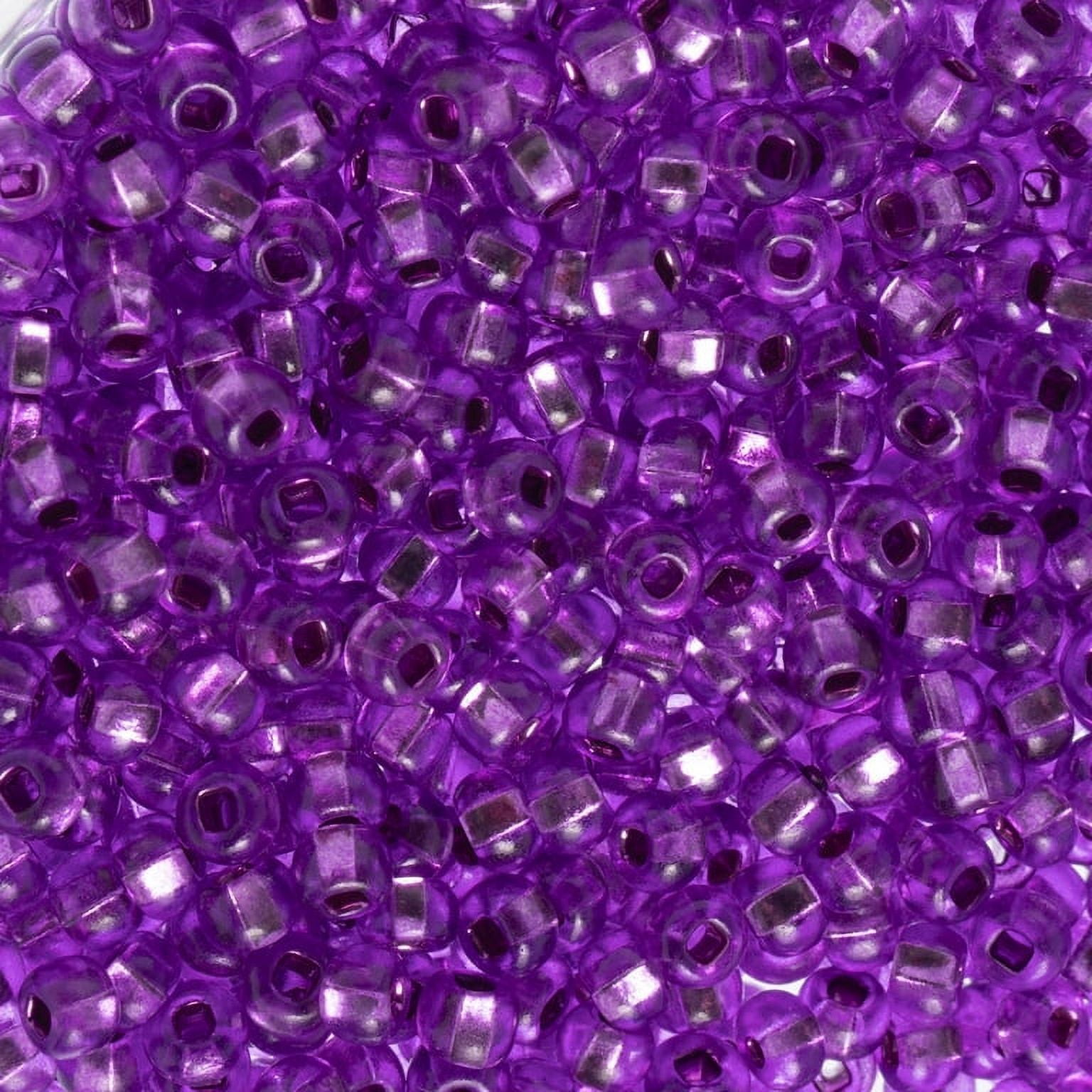 John Bead Czech Glass Seed Beads 6/0 (23g) Purple Dyed Silver Lined ...