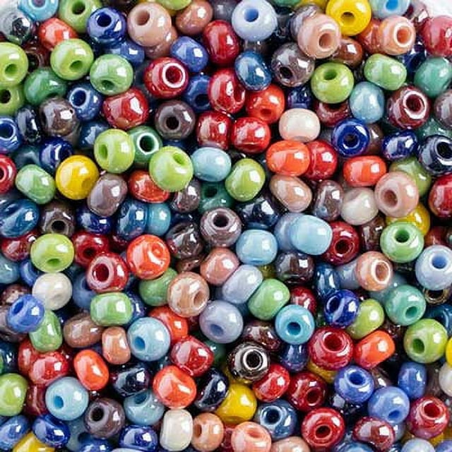 John Bead Czech Glass Seed Beads 6/0 (500g) Opaque Luster Multicolored ...