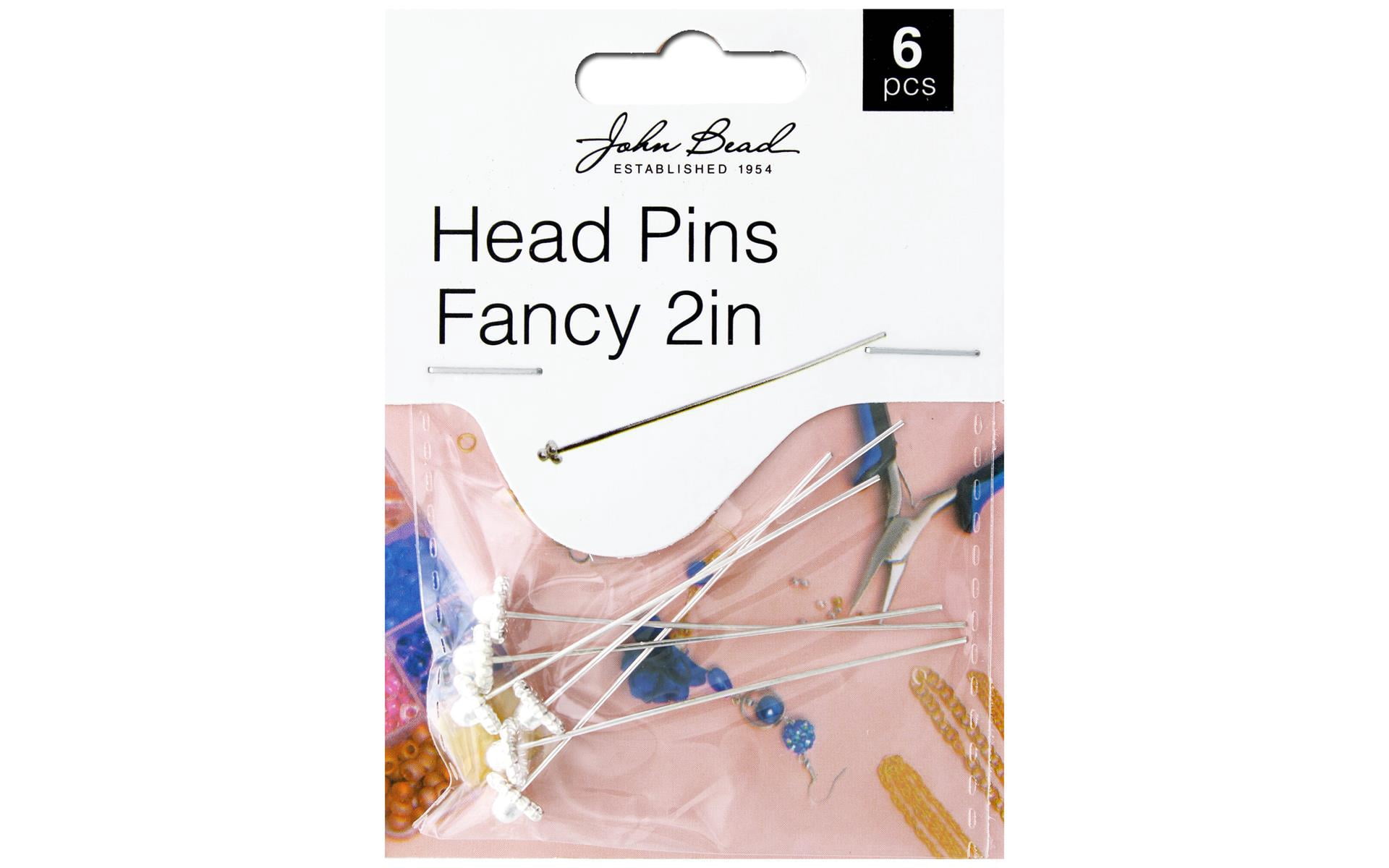 John Bead Head Pins Fancy 2in 6/Pkg-Silver - Walmart.com