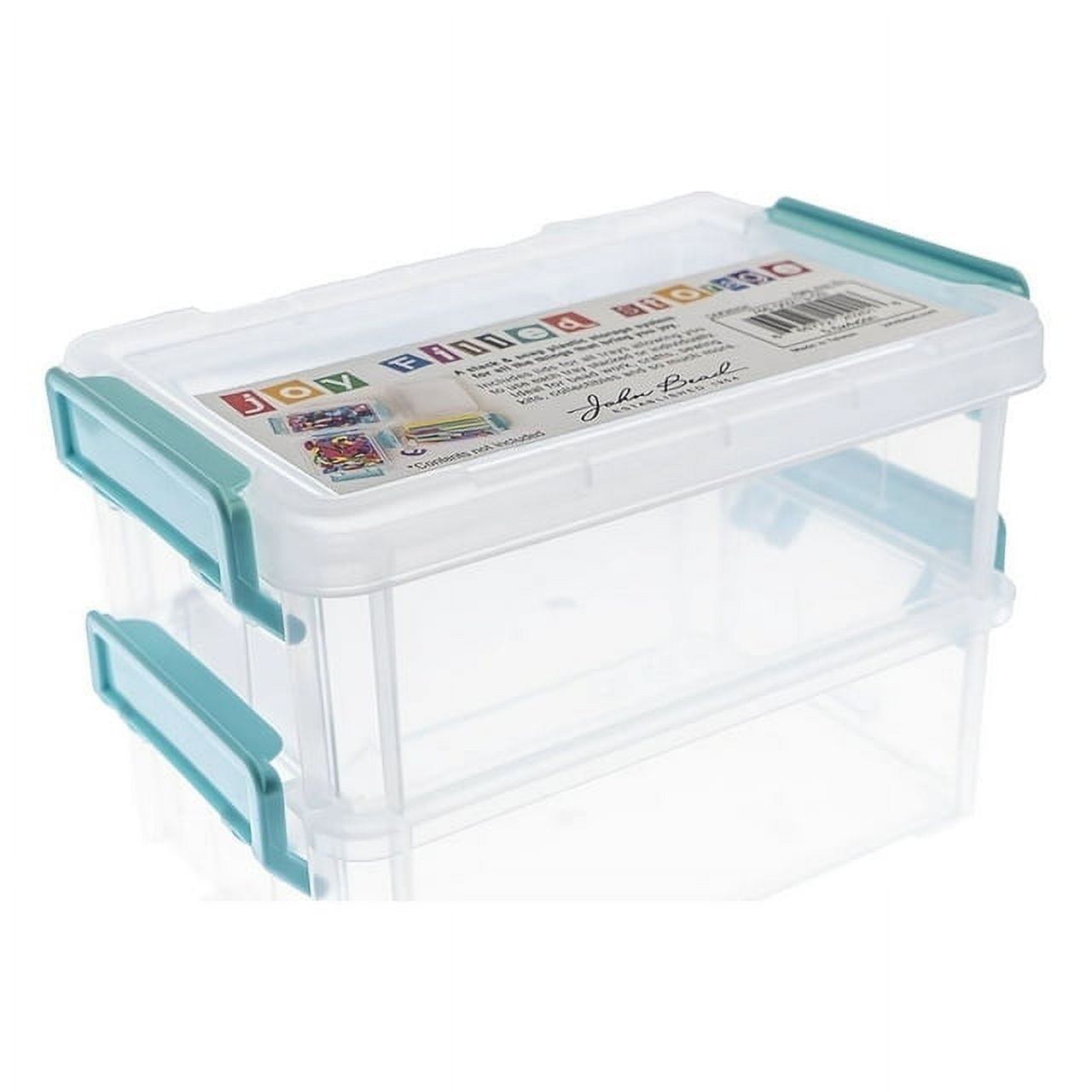 John Bead Joy Filled Storage Stackable Containers 2/Pkg-Clear/Turquoise ...