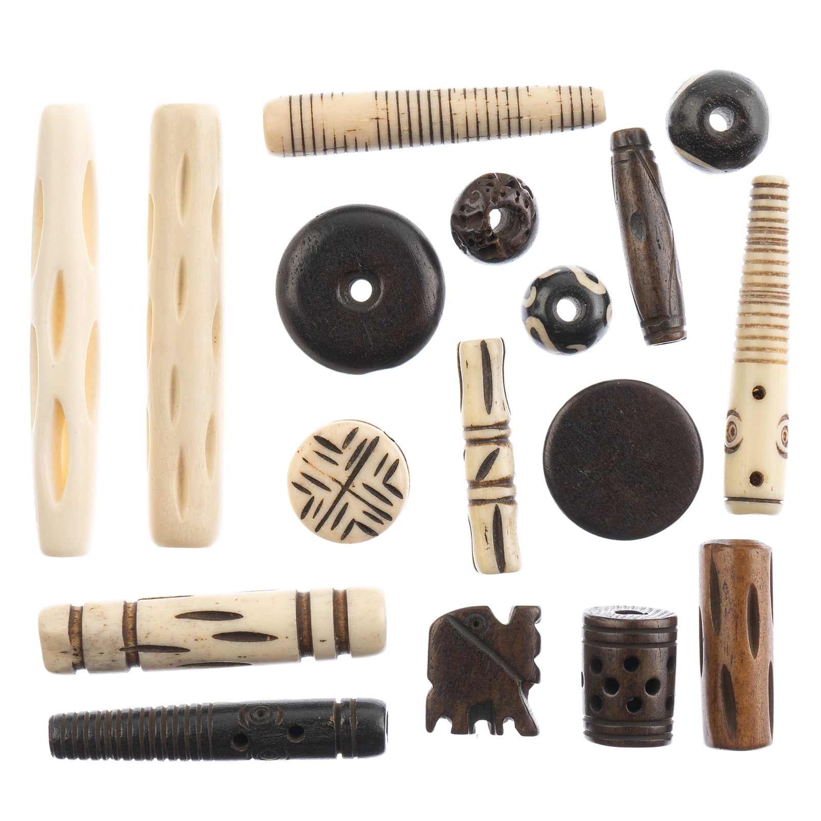 John Bead Multicolored Natural Bone Beads Assorted Box Set, 250g ...