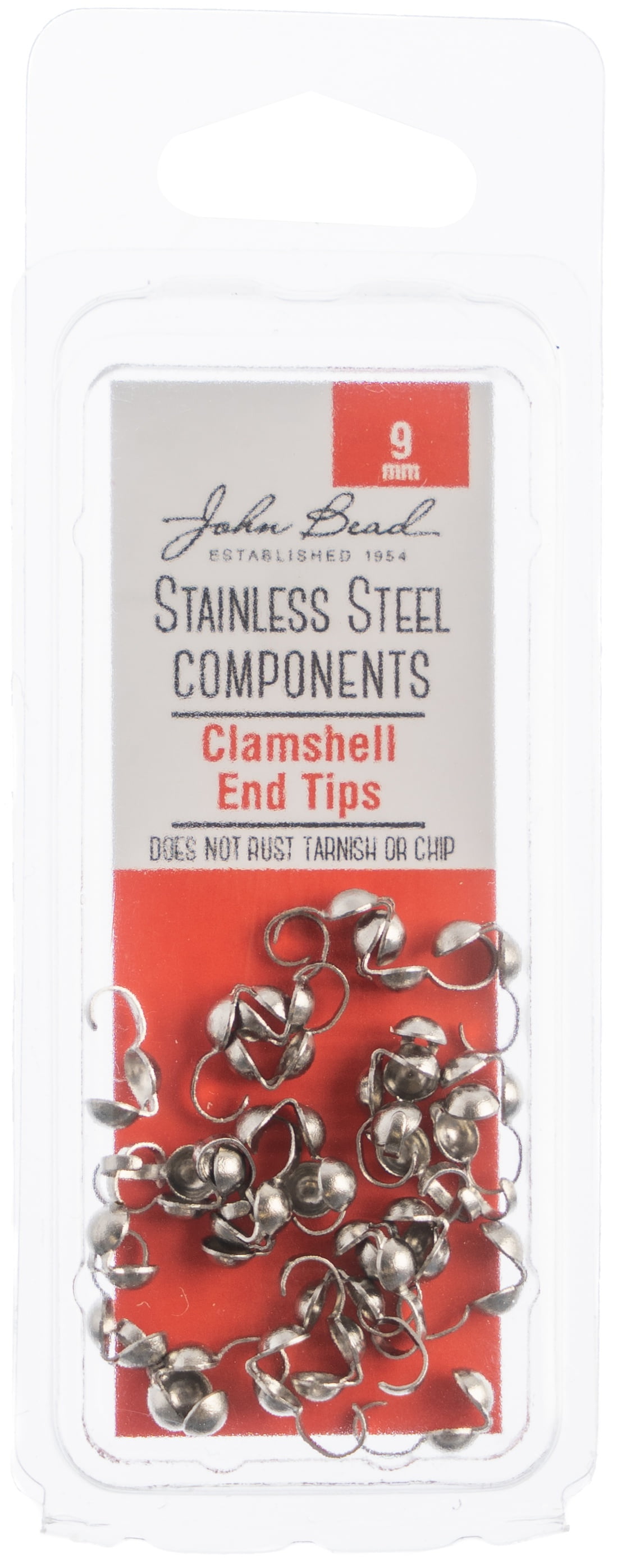 John Bead Stainless Steel Clamshell End Tip 30/Pkg-9mm - Walmart.com