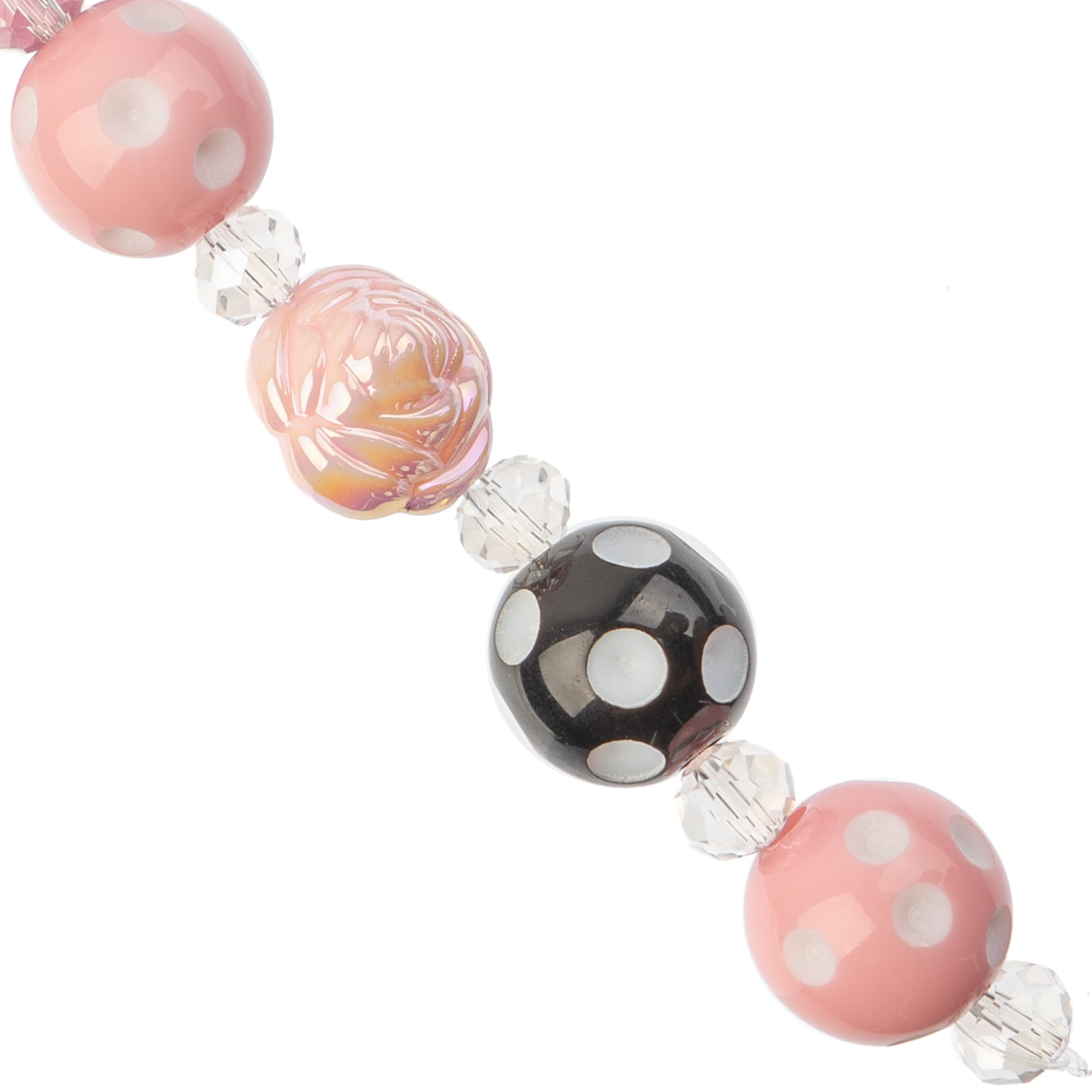 John Bead Super Cute Acrylic Black Pink Candy Mix 5" Bead Strand ...