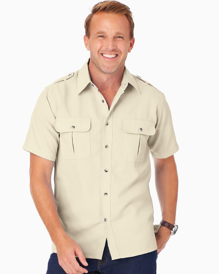 Blair Mens John Blair® Short-Sleeve Linen-Look Pilot Shirt - Walmart.com