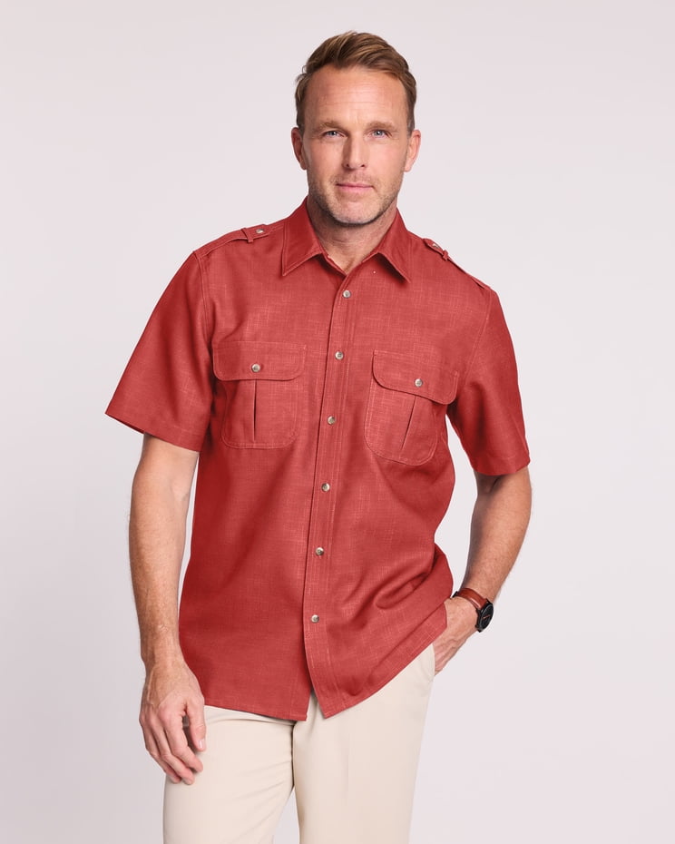 Blair Mens John Blair® Short-Sleeve Linen-Look Pilot Shirt - Walmart.com