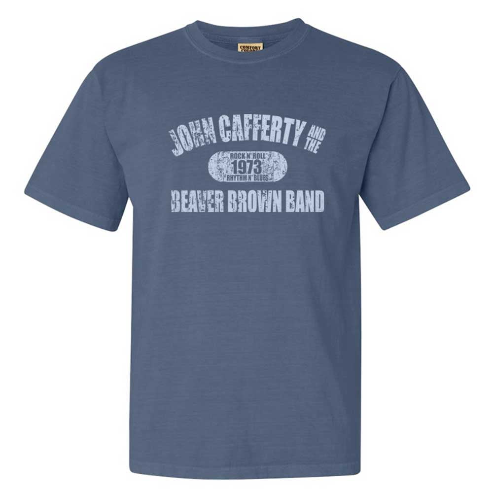 John Cafferty Distressed 1973 Logo Blue T-Shirt - Walmart.com