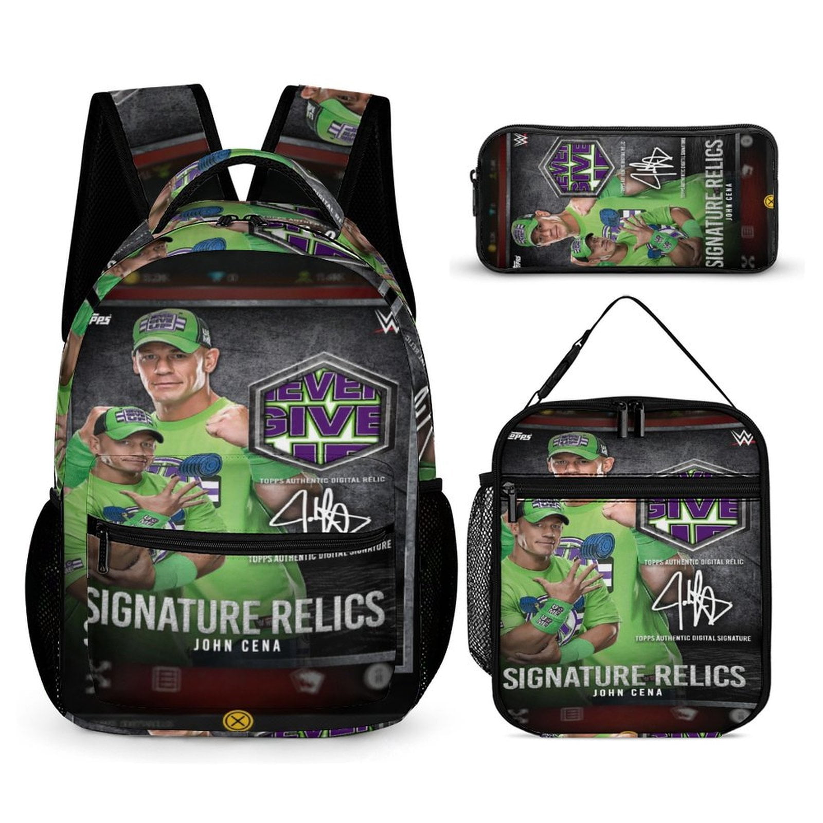 John Cena (1)Backpack 3-piece Set Cartoon Leisure Backpack with Lunch ...