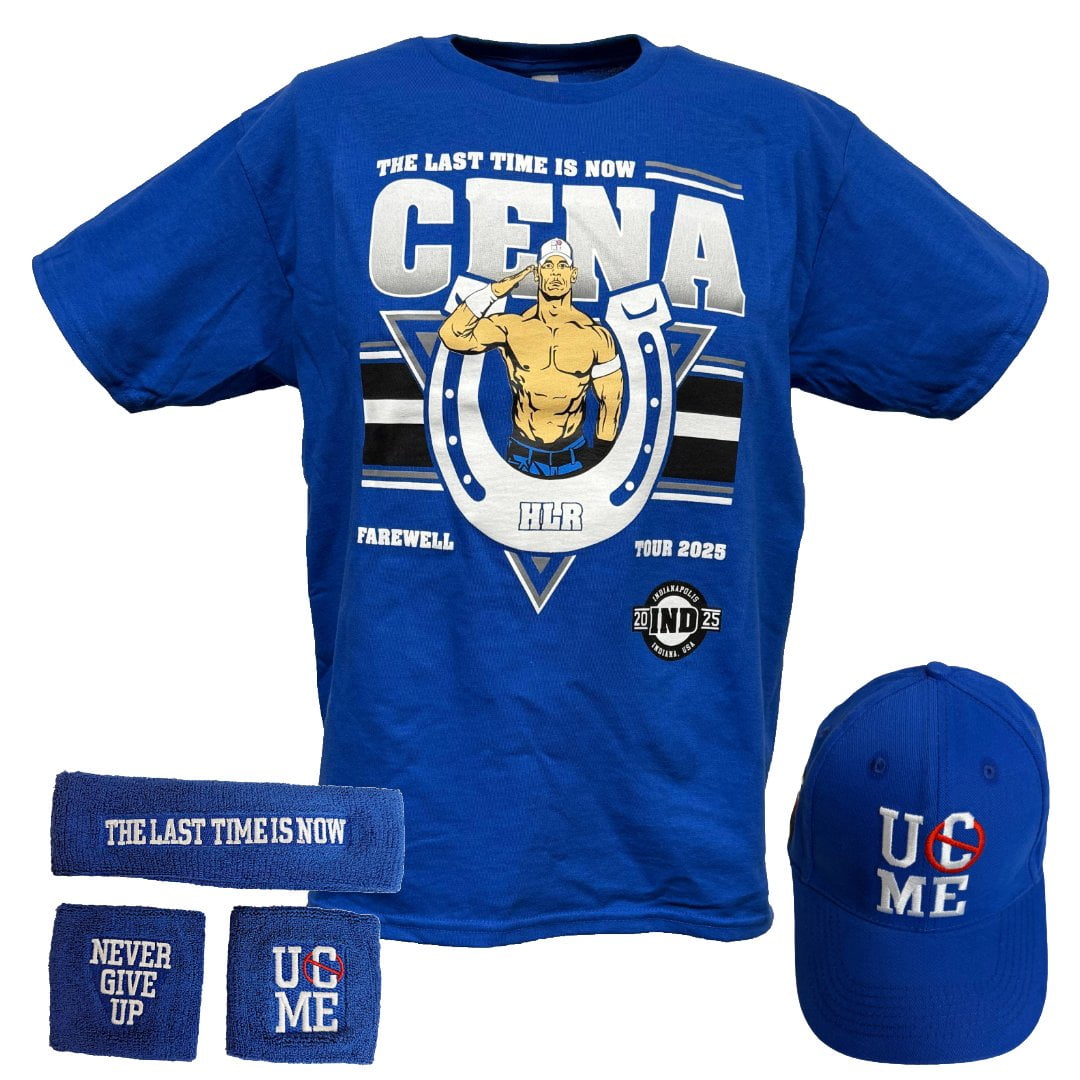 John Cena 2025 Indiana Last Time Is Now Blue Youth Costume T-shirt Hat ...