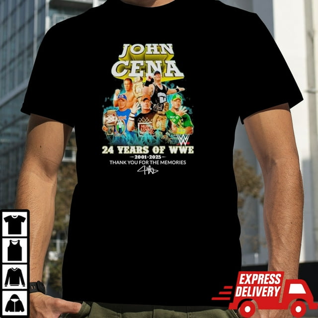 John Cena 24 Years Of WWE 2001-2025 Thank You For The Memories T-Shirt ...