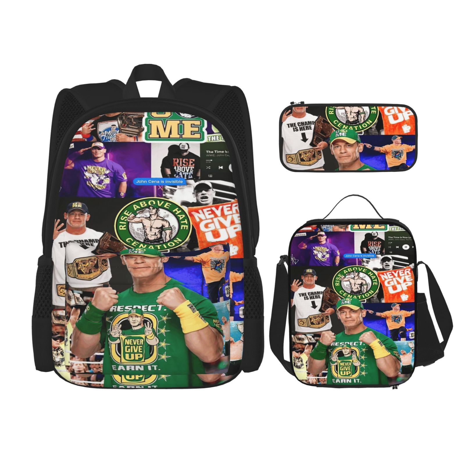 John Cena Backpack 3 Pieces Set With Lunch Box And Pencil Case ...