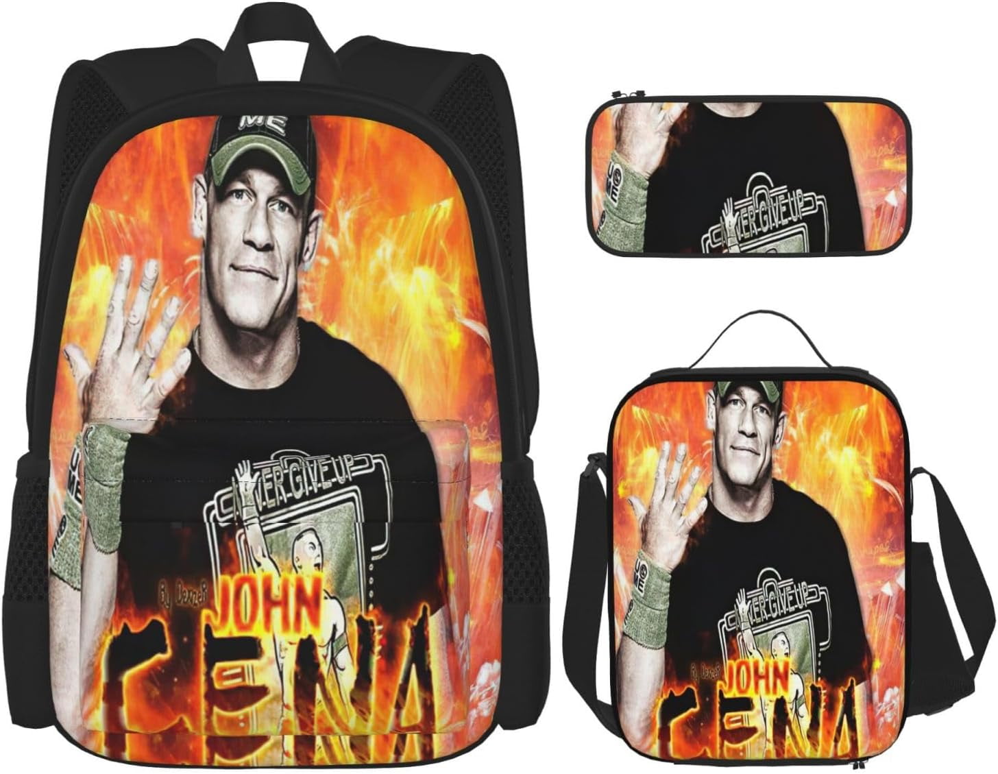 John Cena Backpack 3 Pieces Set With Lunch Box And Pencil Pouch ...