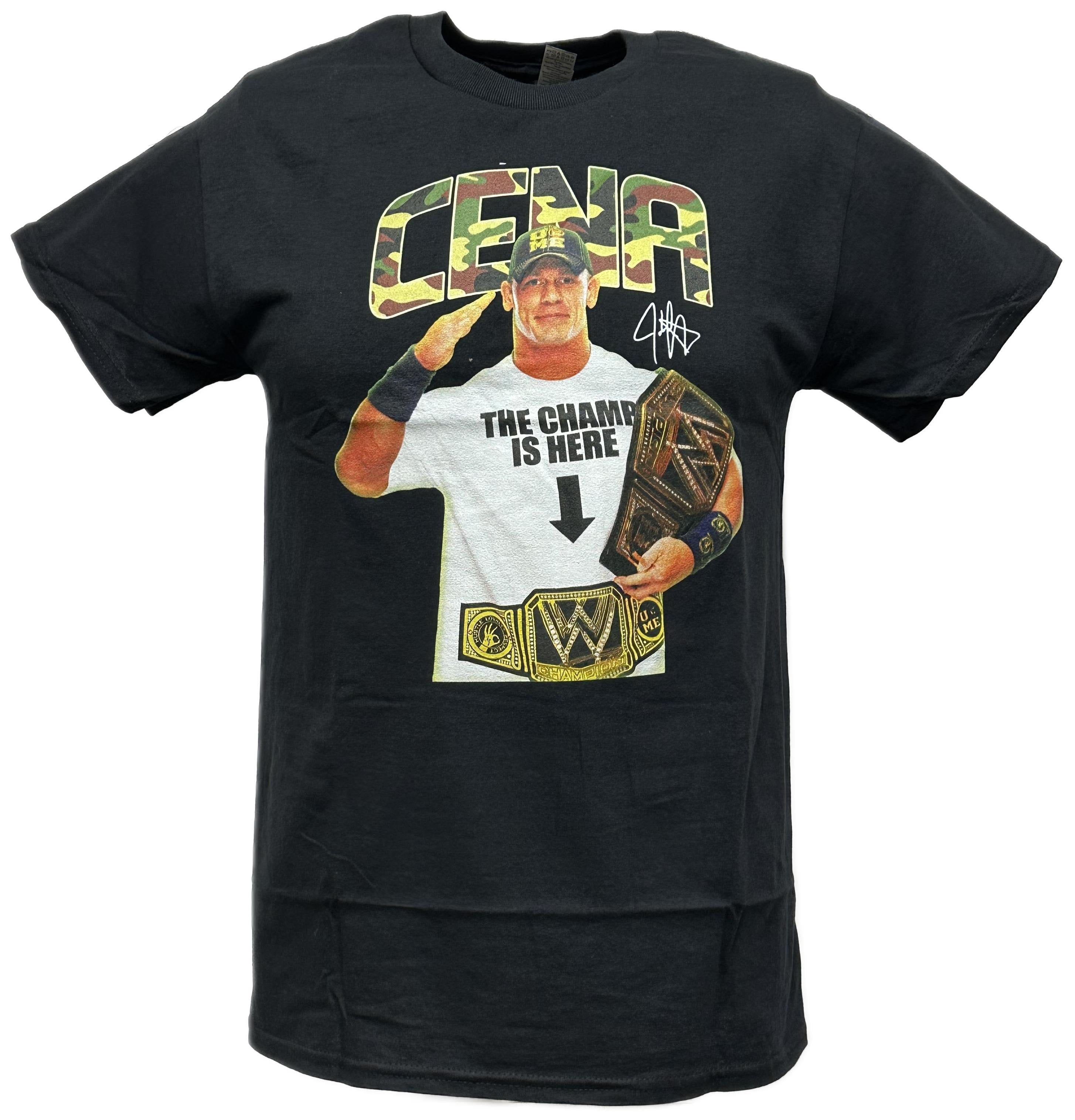 John Cena Camo Champ Is Here Mens Black T-shirt WWE - Walmart.com
