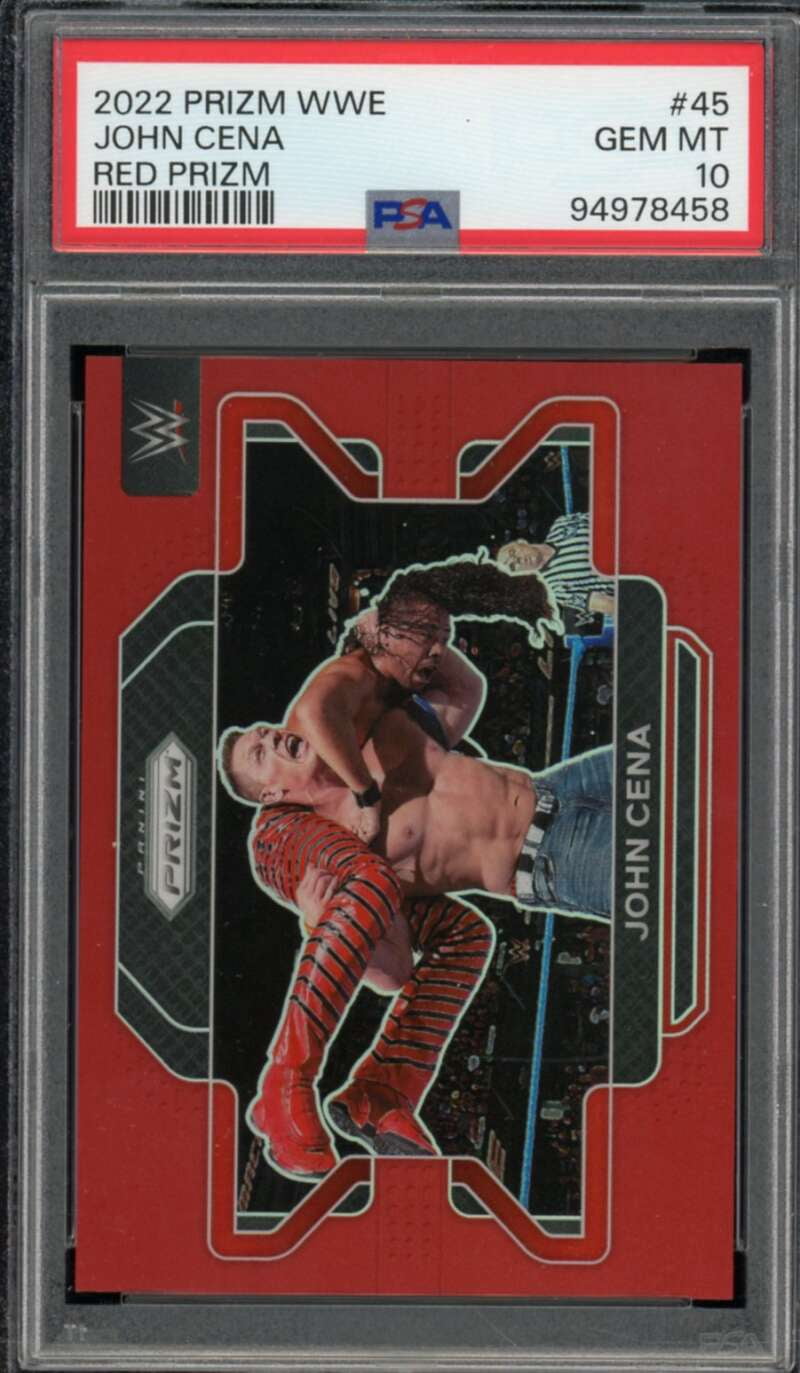 John Cena Card 2022 Prizm WWE Red Prizm #45 (pop 10) PSA 10 - Walmart.com