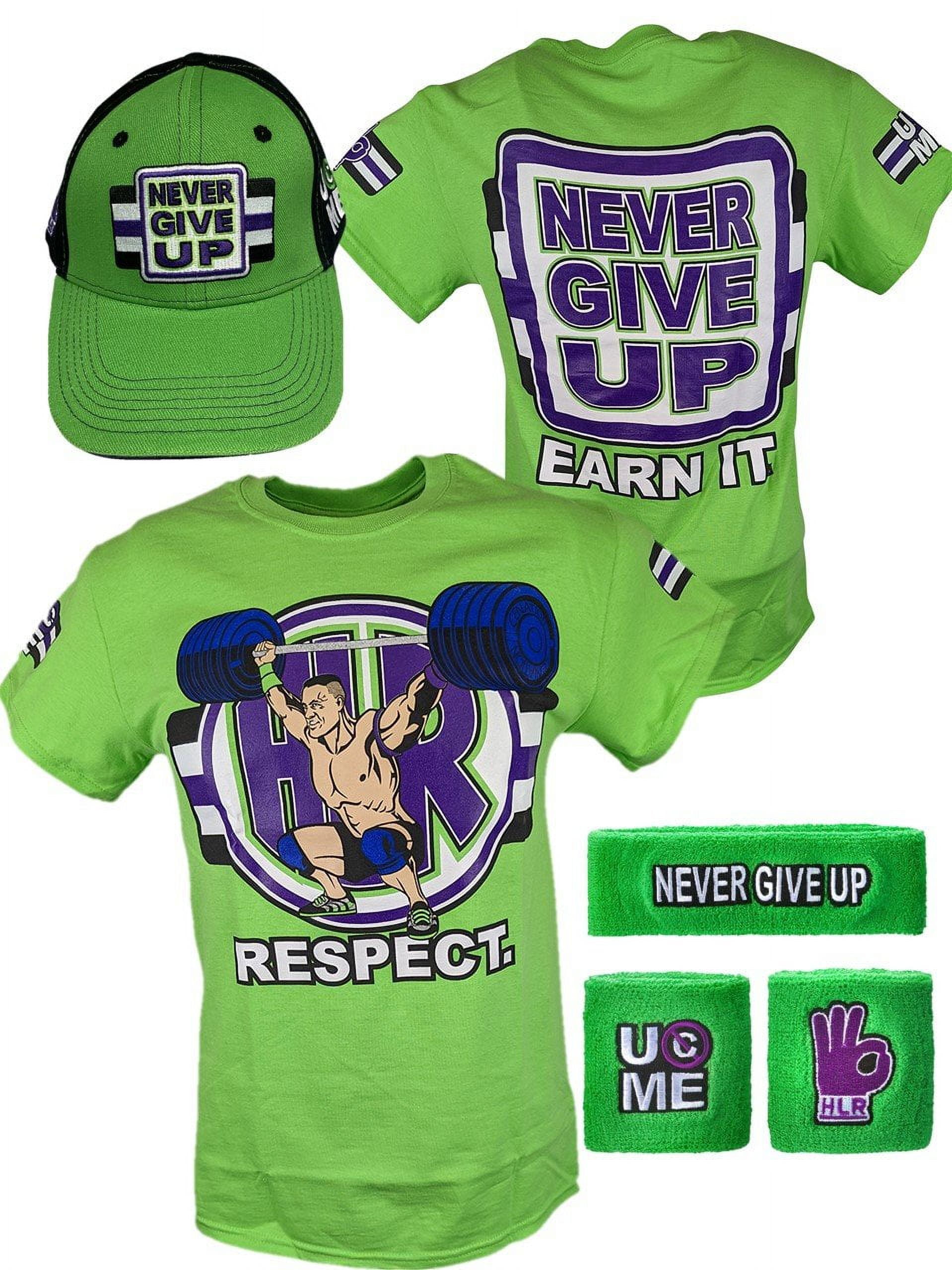 John Cena Cenation Respect Green Mens Costume Hat T-shirt Wristbands L ...