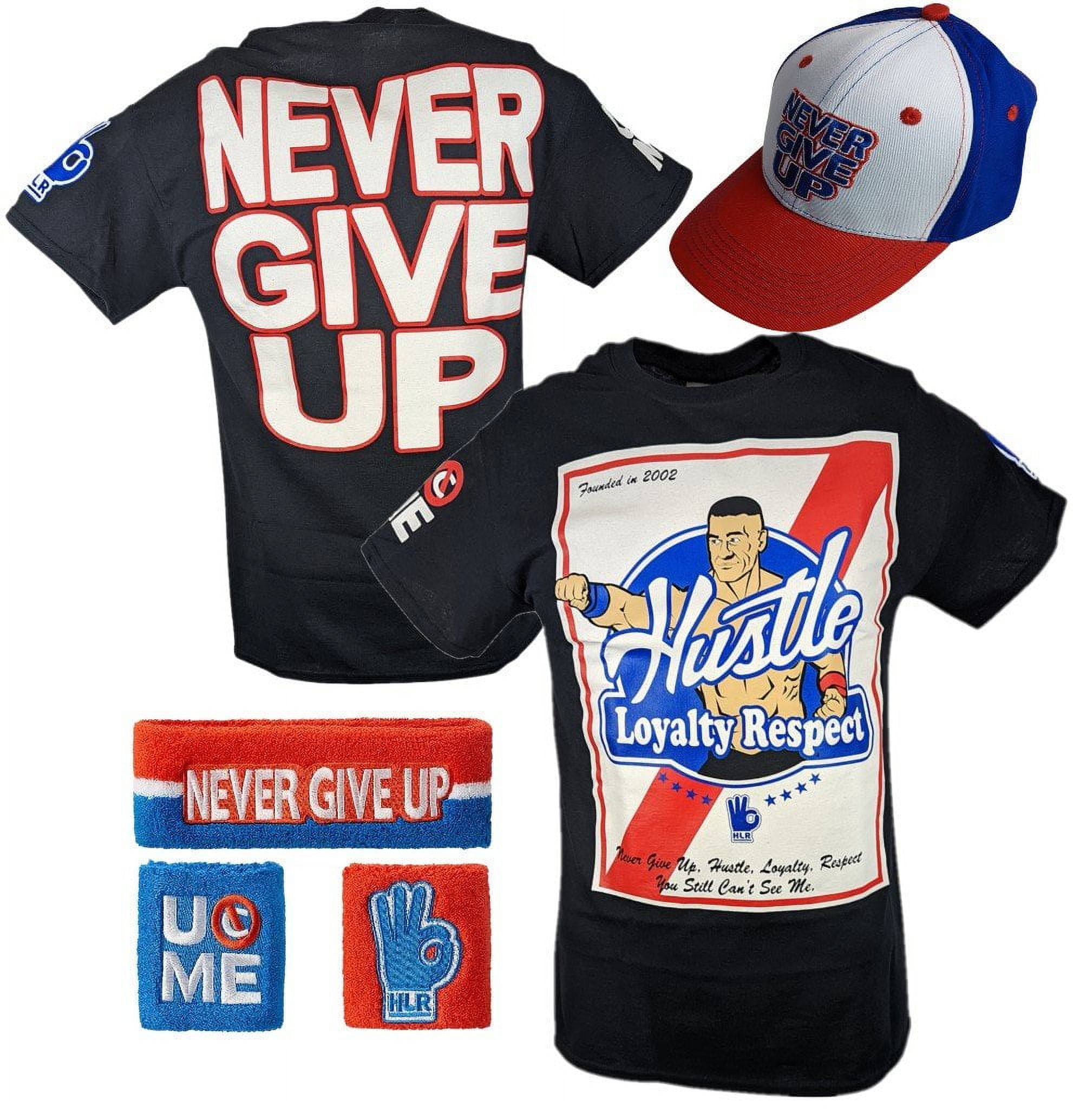 John Cena WWE Merch: 2002 Mens Costume Set - Hat, T-shirt, Wristbands ...