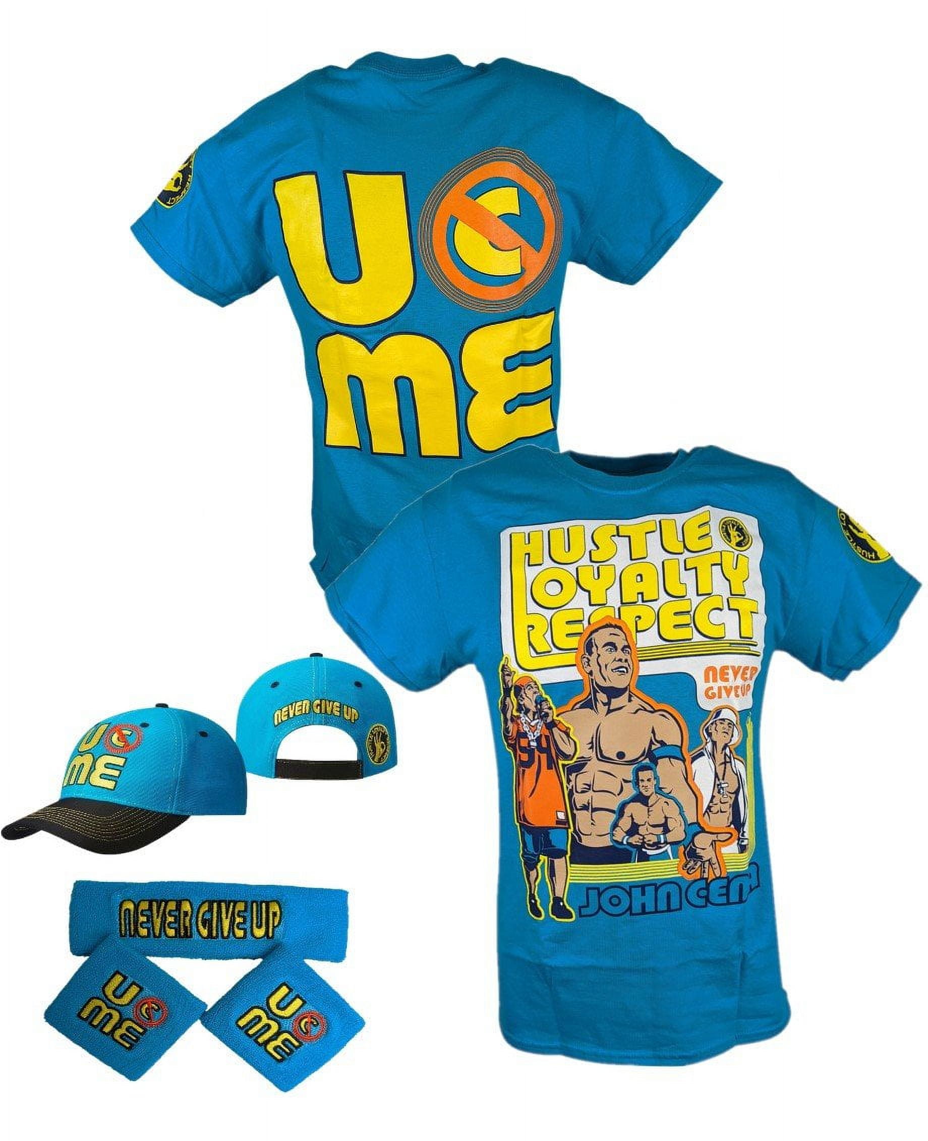 John Cena Mens Blue Throwback Costume Hat T-shirt Wristbands L ...