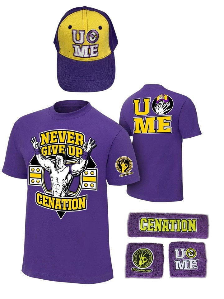 John Cena Mens Purple Costume Hat T-shirt Wristbands L - Walmart.com