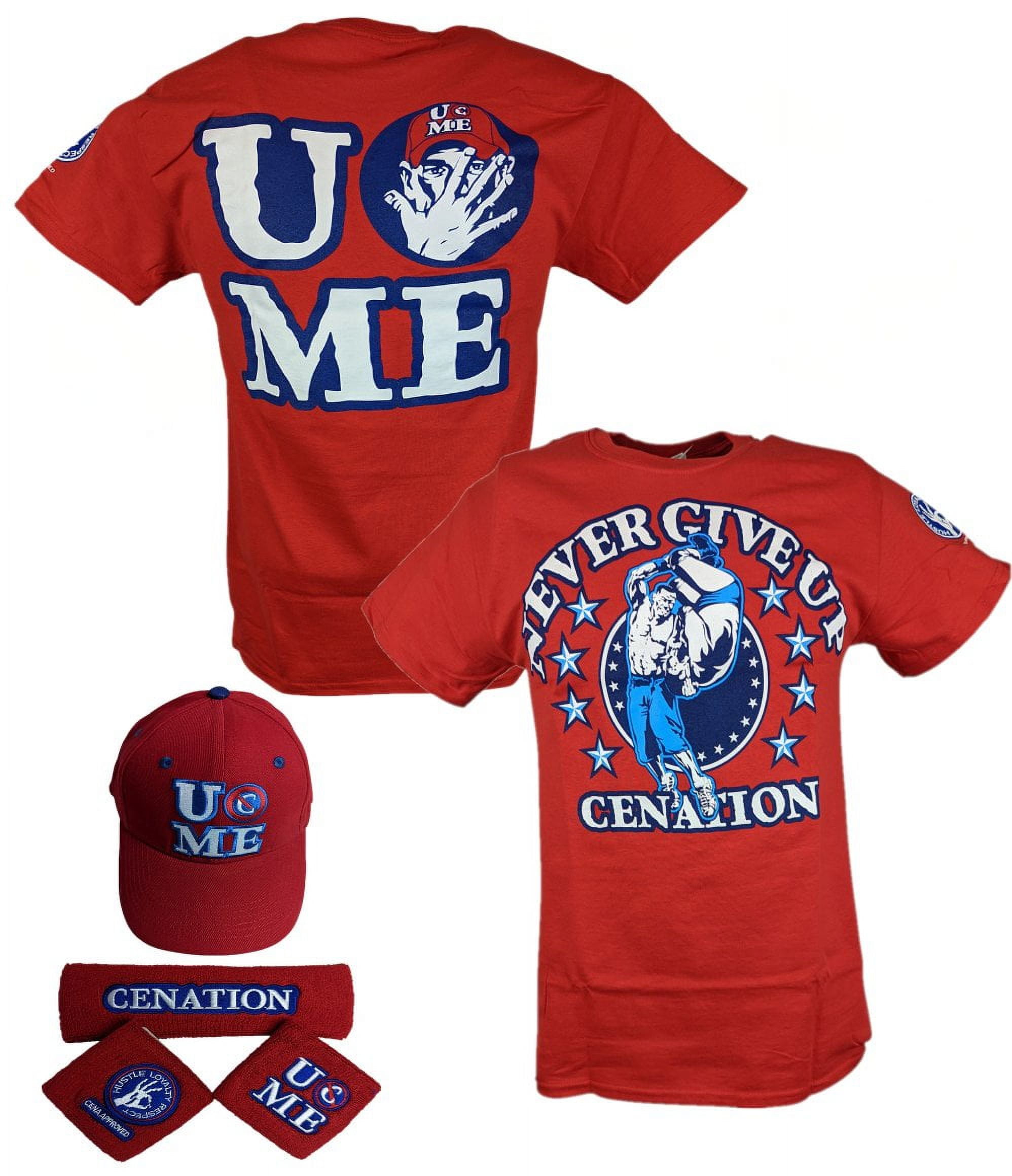 John Cena WWE Outfit - Mens Red Costume Clothes with T-shirt, Hat, and ...
