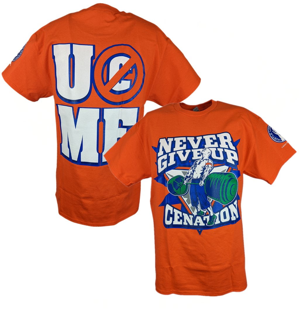 John Cena 'Never Give Up' Orange T-Shirt for Men, Clothes Apparel, Size ...