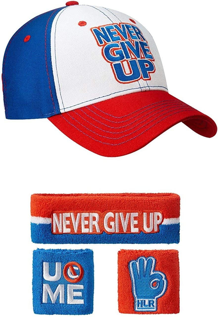 WWE John Cena Red White Blue Never Give Up Baseball Cap, Headband ...