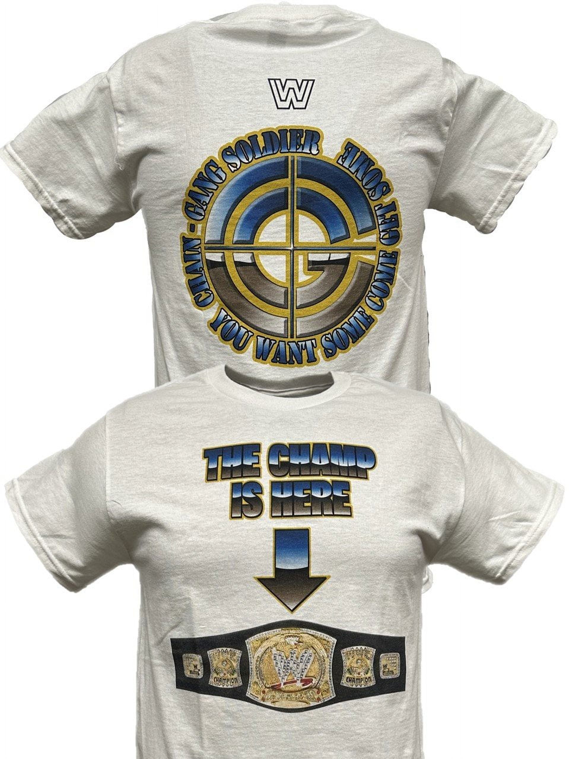 John Cena Wrestling Apparel: The Champ Is Here Title Belt White T-shirt ...