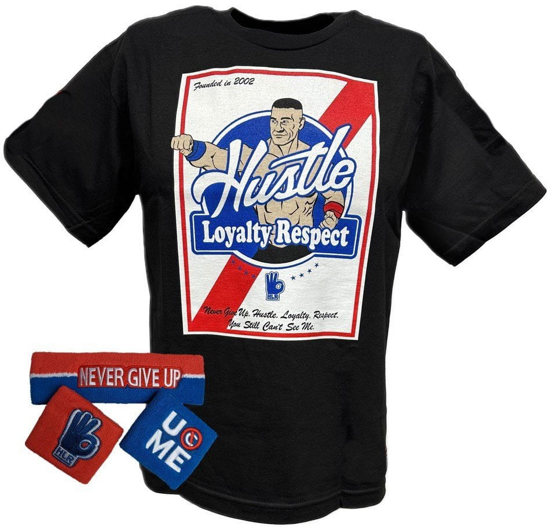John Cena WWE Founded in 2002 T-shirt Headband Wristbands Boys Juvy YL ...