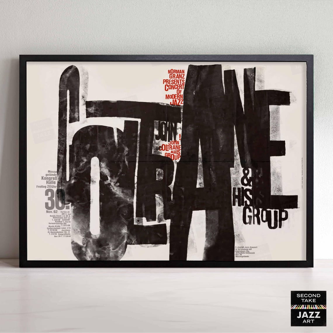 John Coltrane Jazz Poster, Frankfurt Concert Poster, Unframed Paper ...