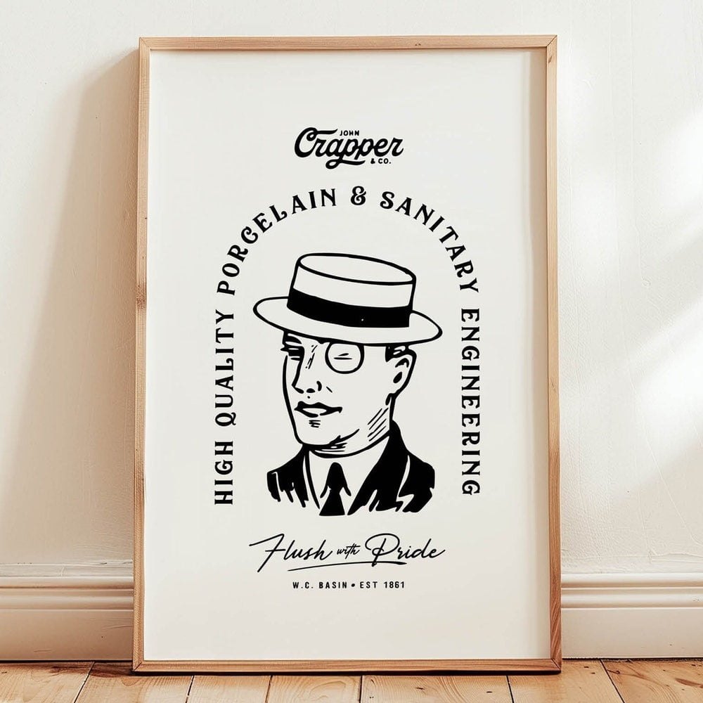John Crapper Bathroom Print Funny Bathroom Art Wall Decor Retro ...
