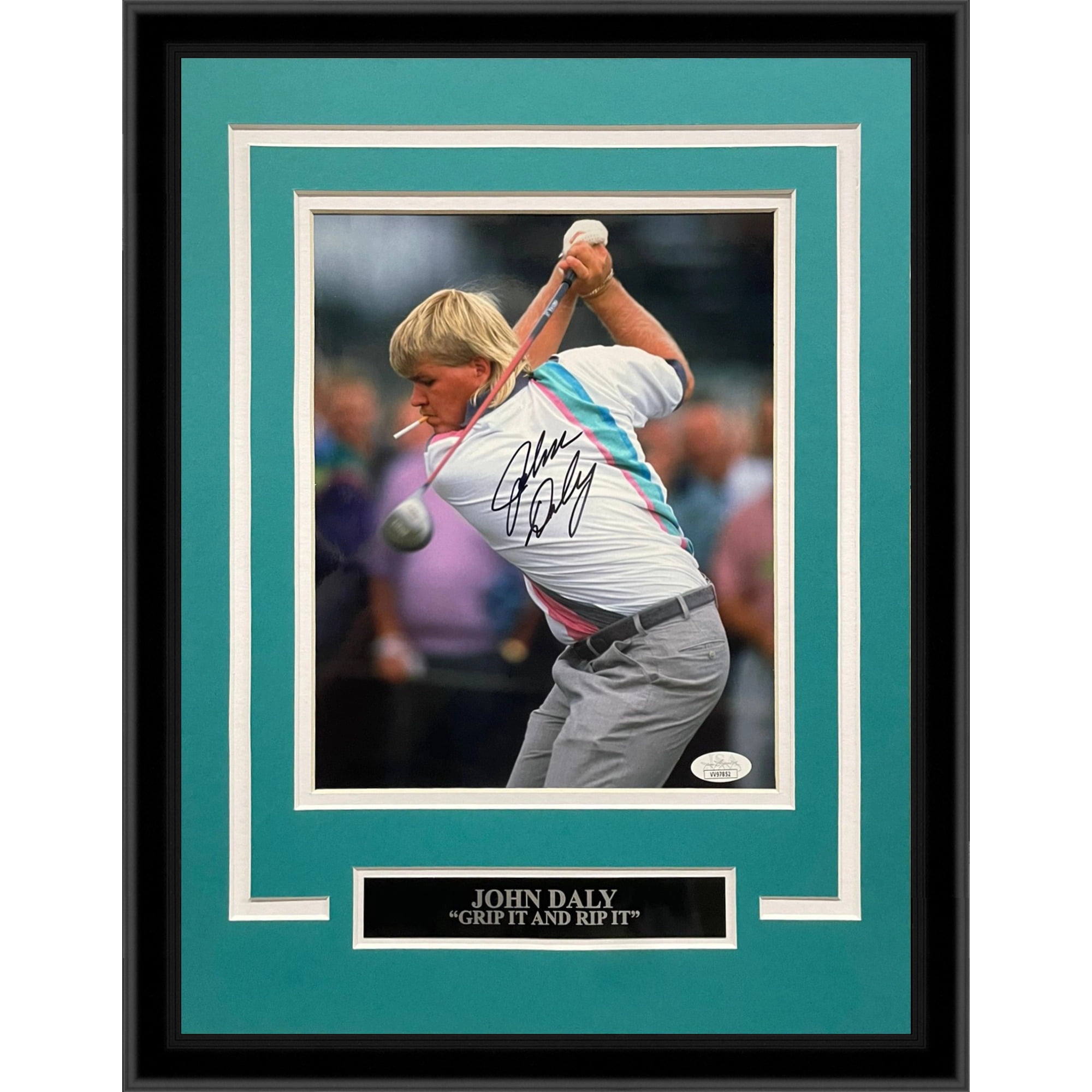 John Daly Autographed Golf (Smoking Cigarette) Deluxe Framed 8x10 Photo ...