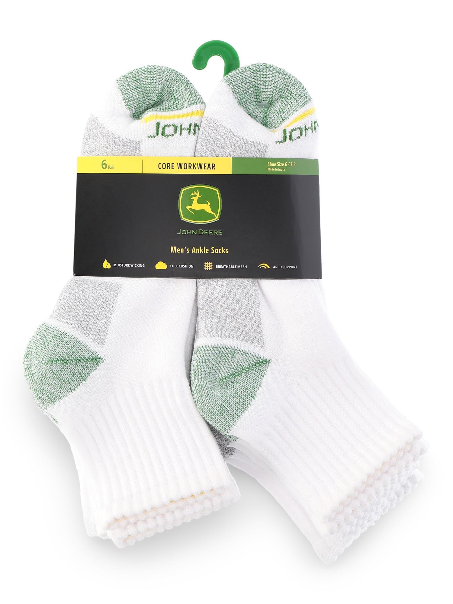 John Deere Men's Workwear Ankle Socks, 6-Pack - Walmart.com