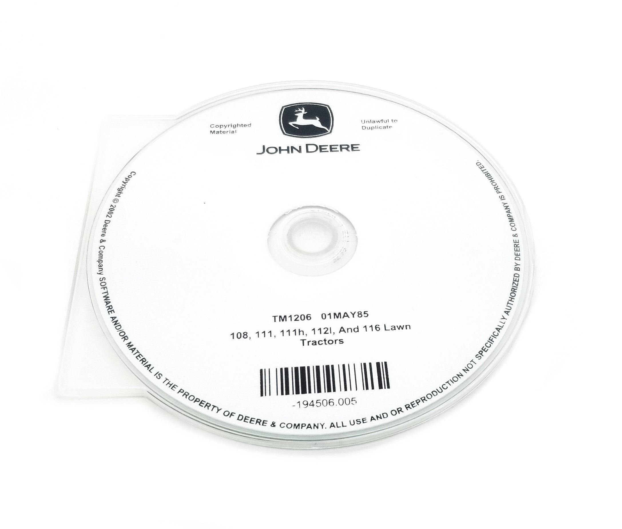 John Deere 108/111/111H/112L/116 Lawn & Garden Tractor Technical Manual ...