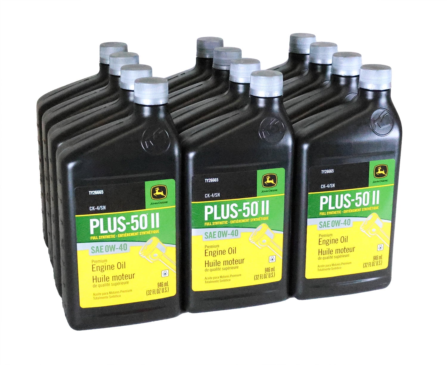 John Deere (12 PACK) Plus-50 II Full Synthetic SAE 0W-40 Engine Oil ...