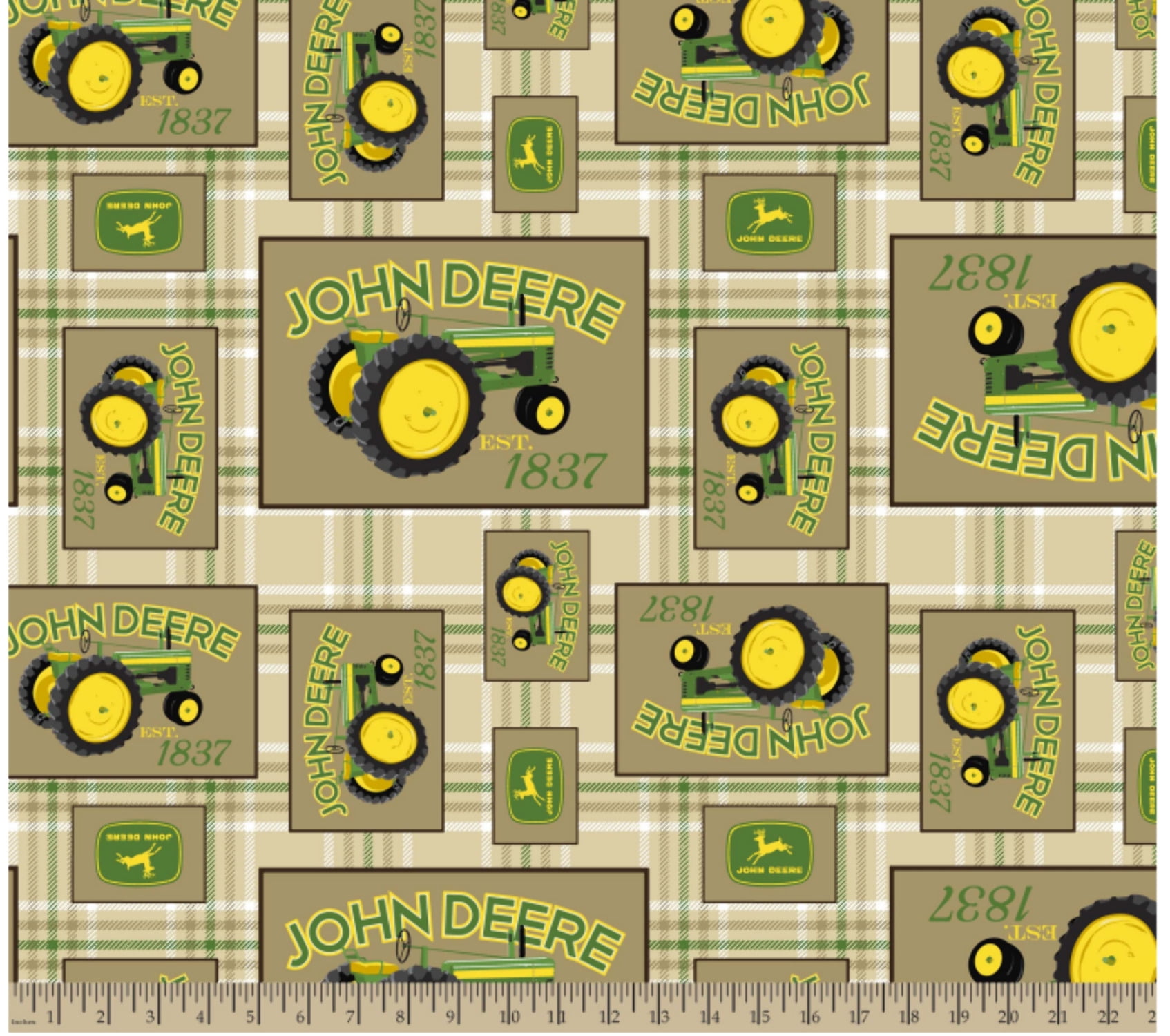 John Deere 1837 Tan Cotton Fabric - Walmart.com