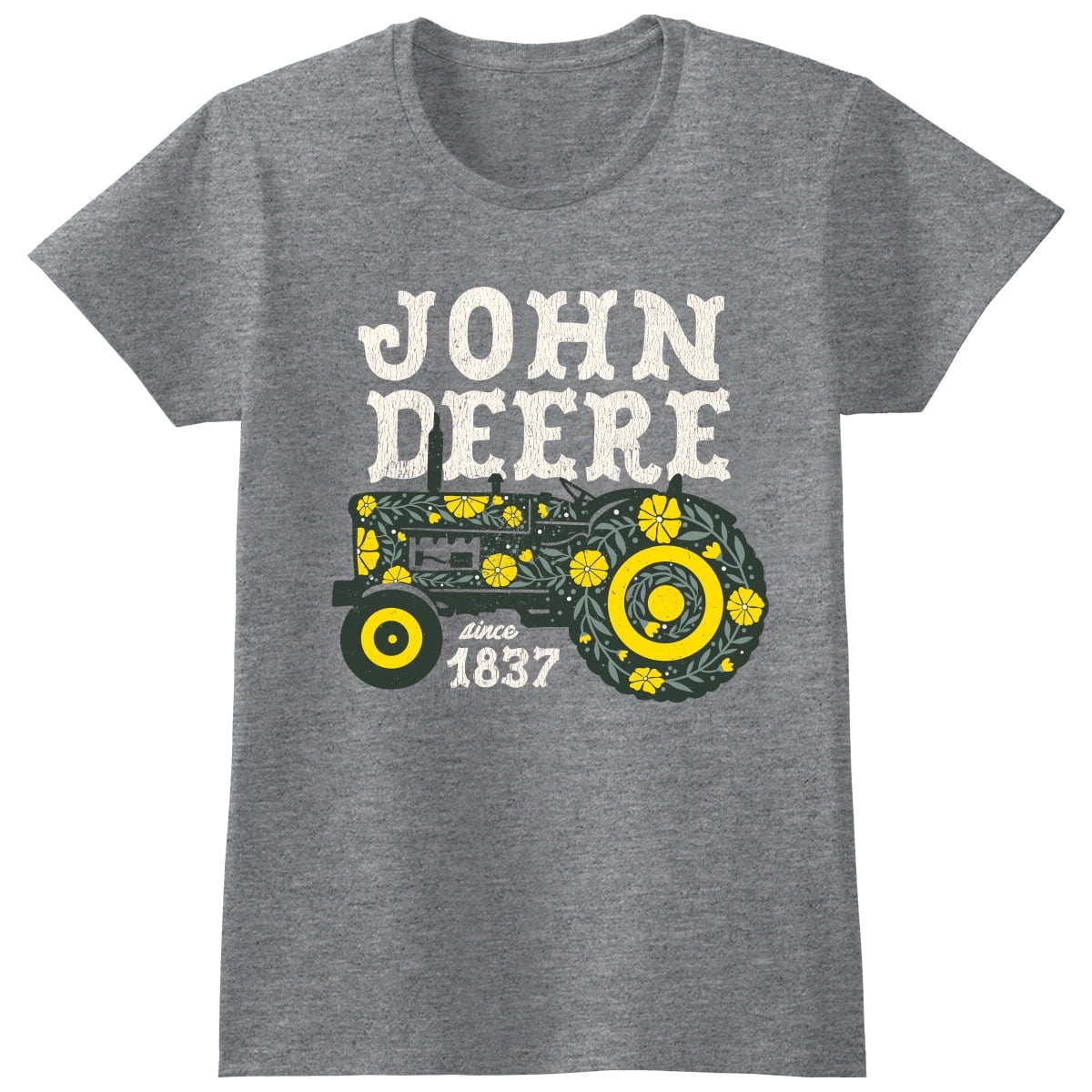John Deere Adult Womens Western Floral Flower Tractor Short Sleeve Tee ...