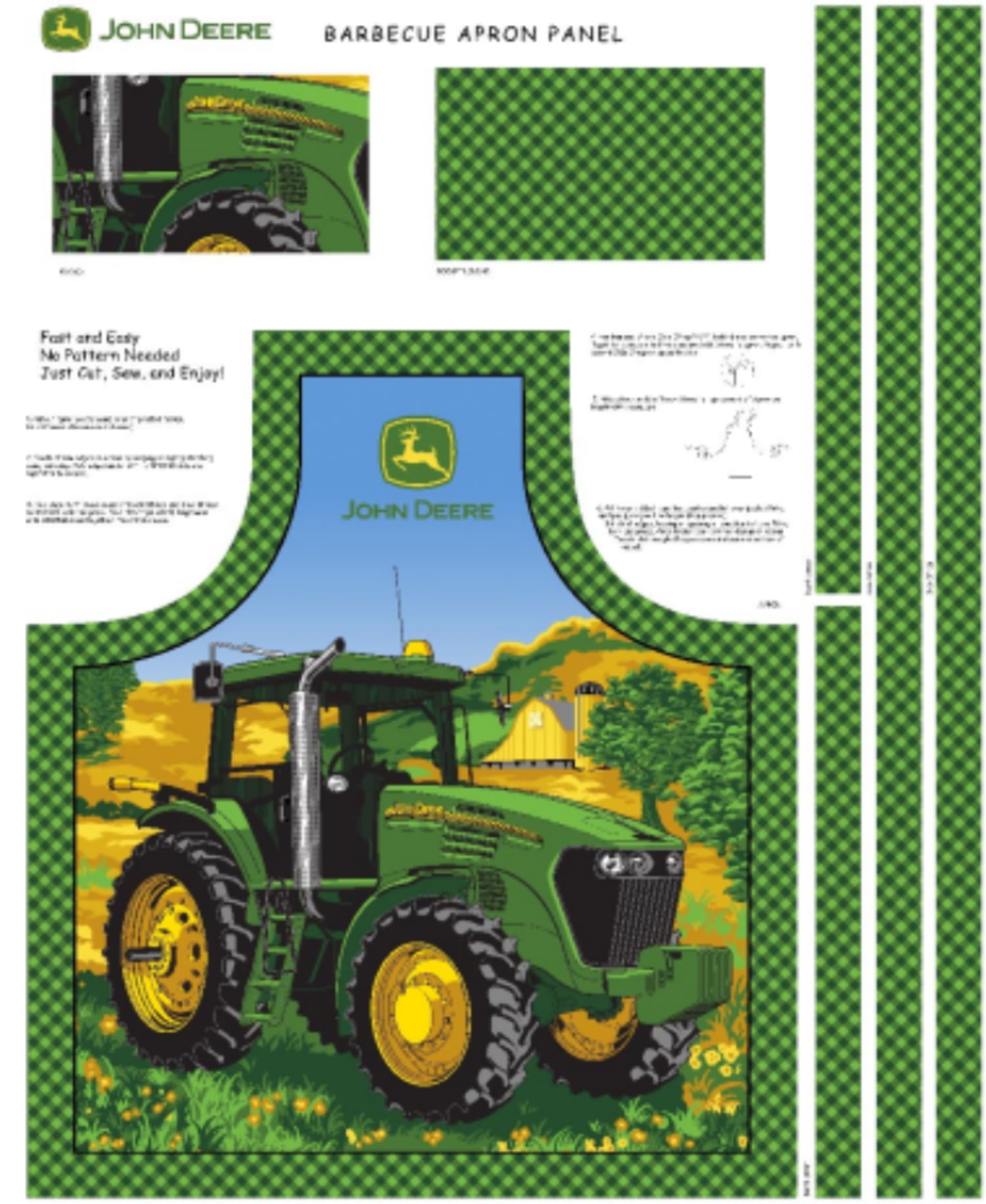 John Deere BBQ Apron Cotton Fabric Panel - Walmart.com