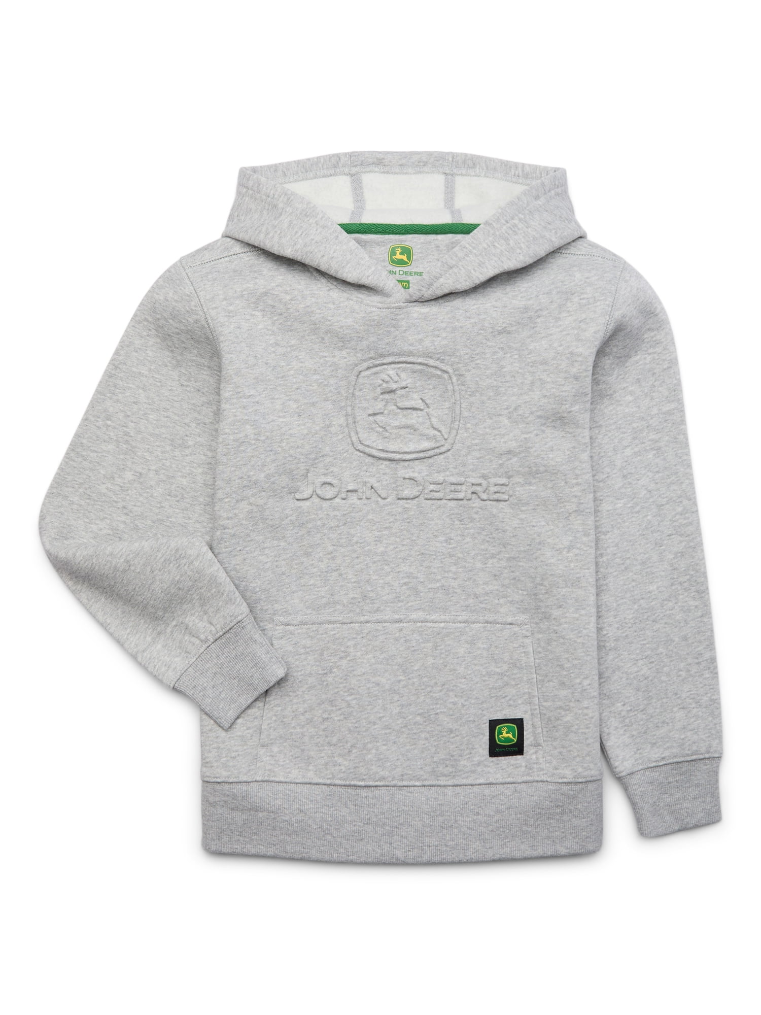 John Deere Boy's Embossed Fleece Graphic Pullover Hoodie, Grey Heather ...