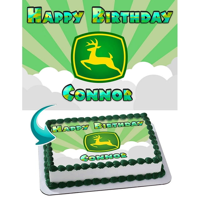 John Deere Edible Cake Image Topper Personalized Birthday Party 1/4 Sheet - Walmart.com