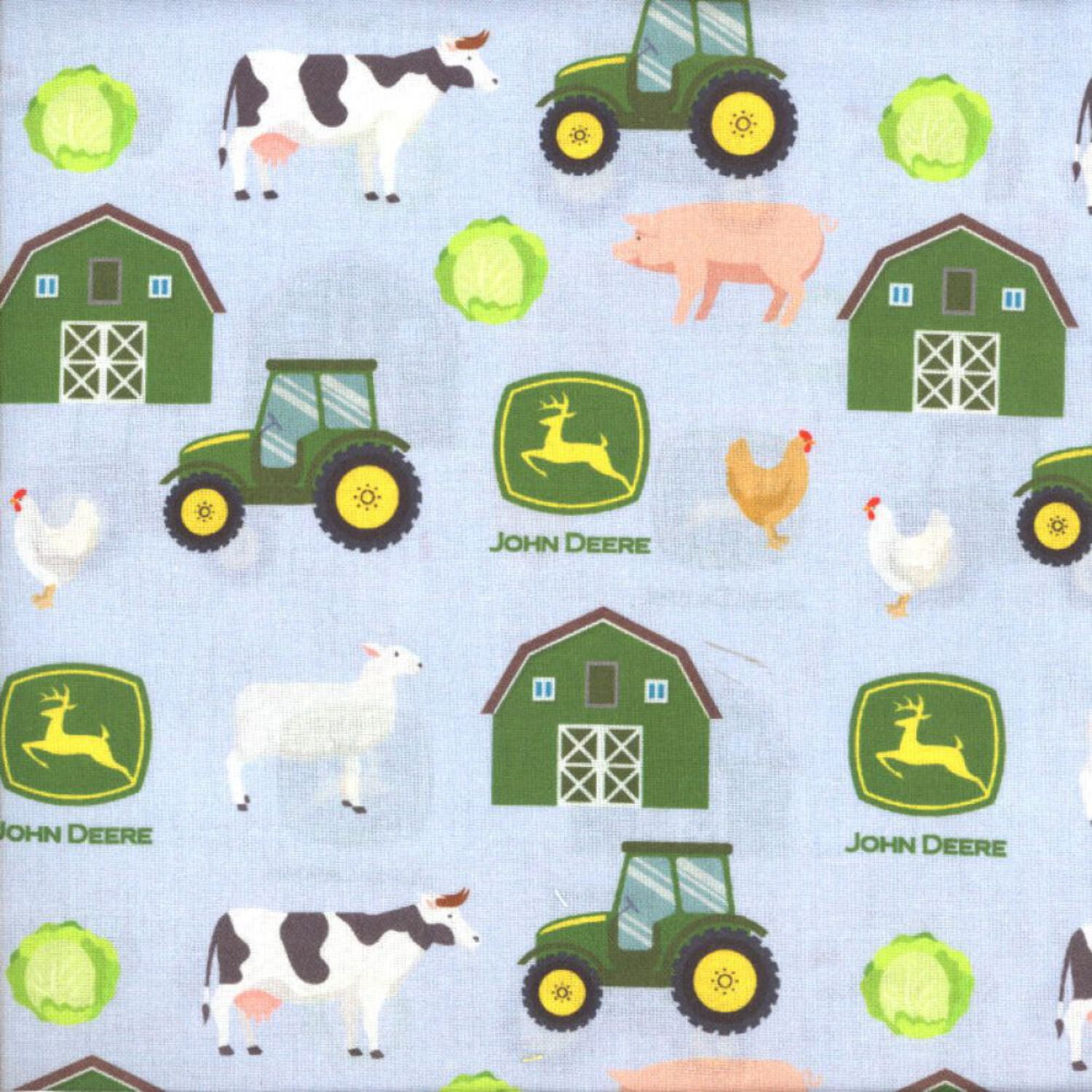 John Deere Farm Toss Blue Cotton Fabric - Walmart.com