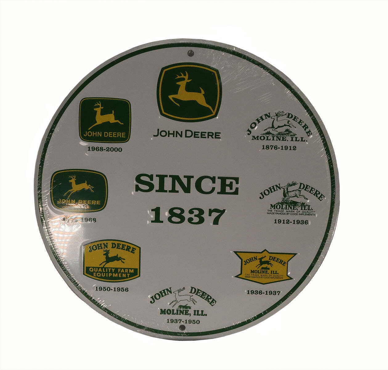 John Deere History of Logos Since 1837 Round Metal Sign - LP85807 ...